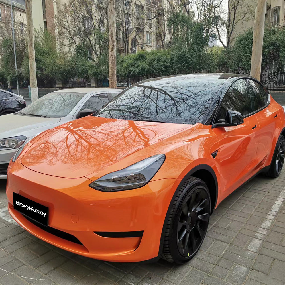 Gloss Metallic Racing Golden Orange Car Wraps – wrapteck