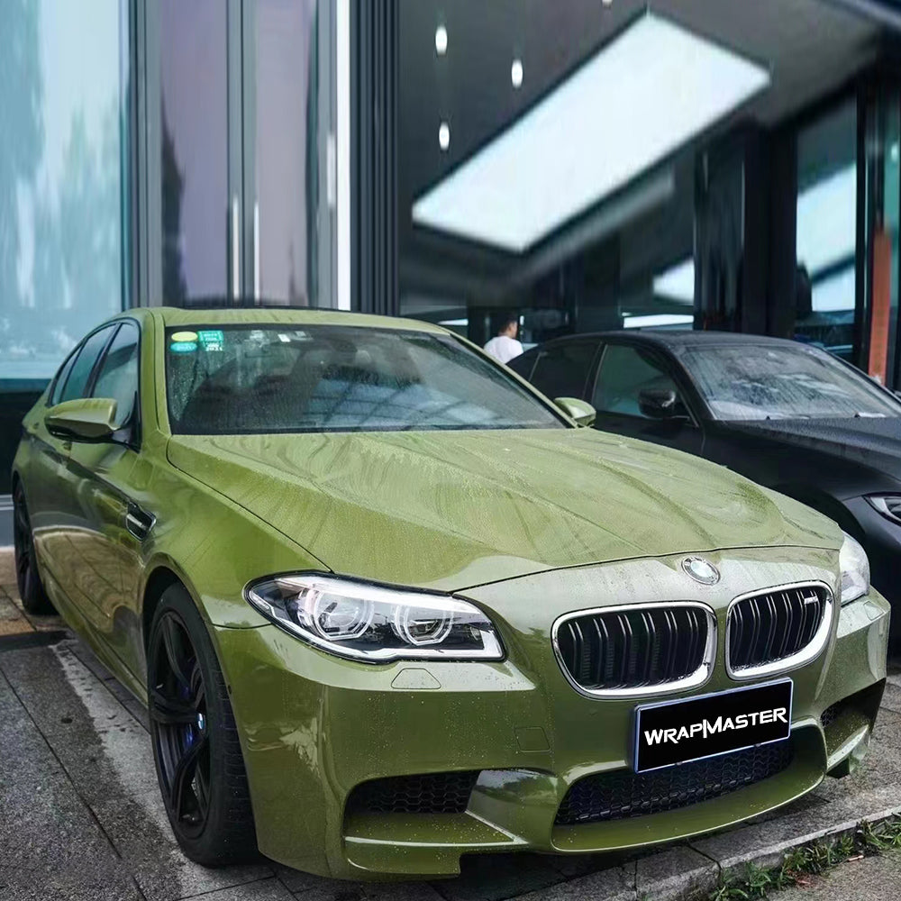 Glossy Crystal Battle Green Vinyl Wrap PET Liner – wrapteck
