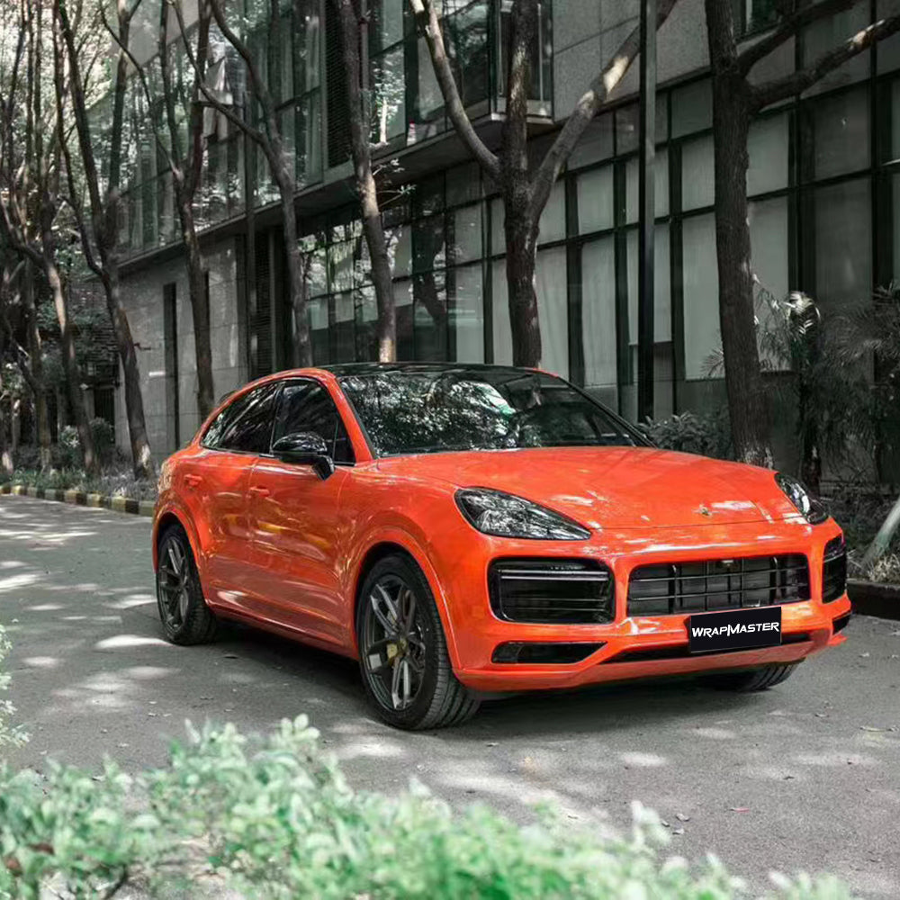 Super Gloss Porsche Orange Vinyl Wrap Car (PET Liner) – wrapteck