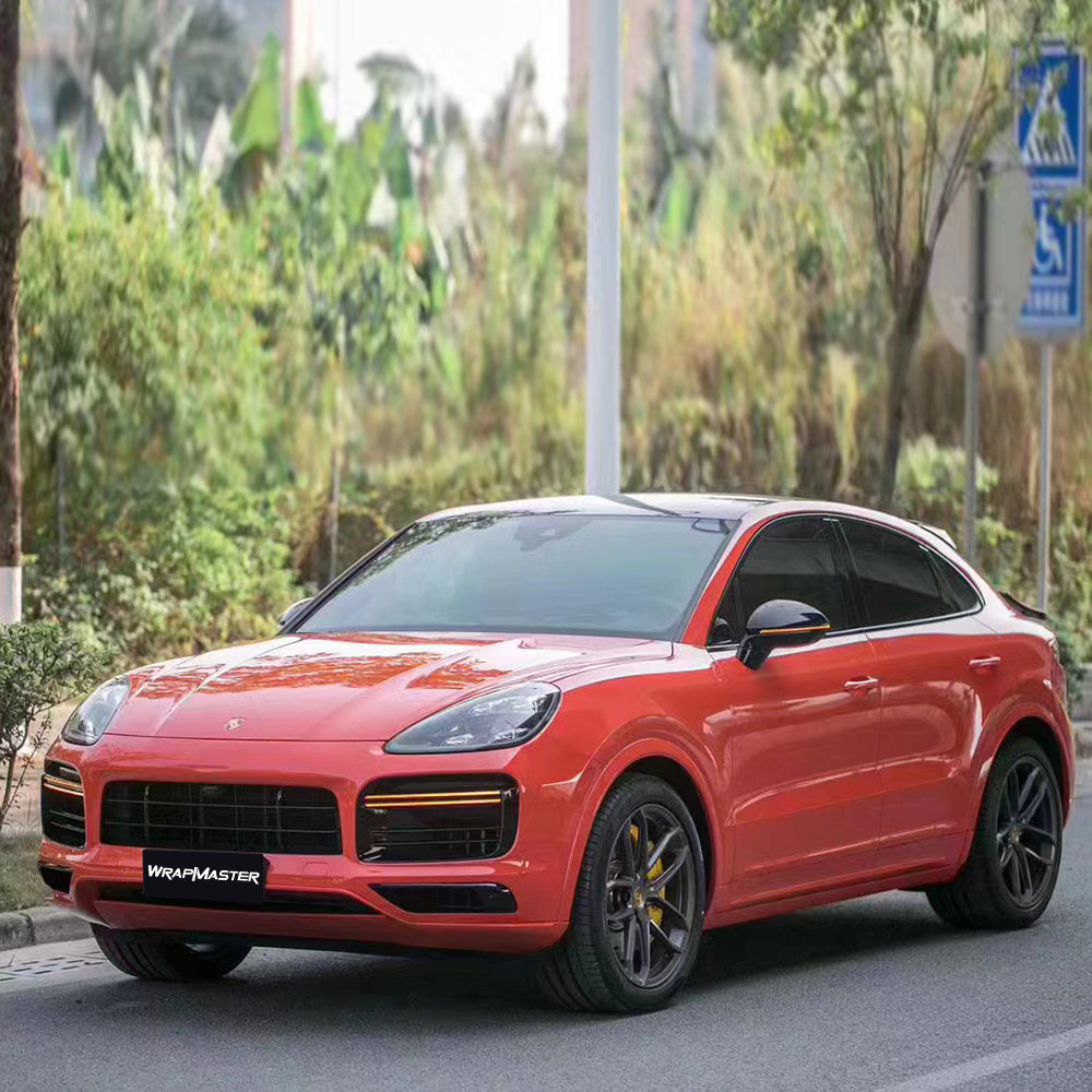 Super Gloss Porsche Orange Vinyl Wrap Car (PET Liner) – wrapteck
