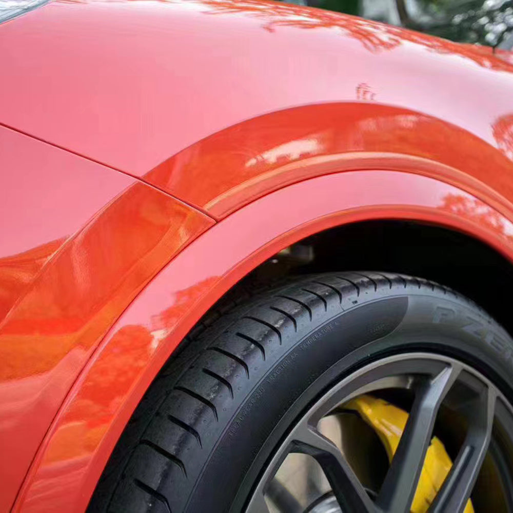 Super Gloss Porsche Orange Vinyl Wrap Car (PET Liner) – wrapteck