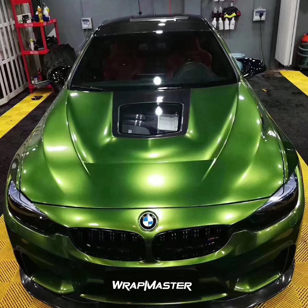 Gloss Metallic Mamba Green Car Vinyl Wrap (PET Liner) – wrapteck